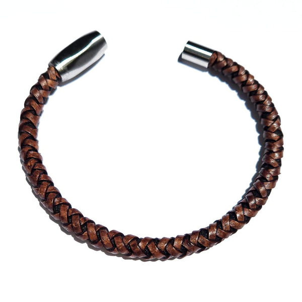 Men's Max Braided Brown Leather Bracelet w Magnetic Clasp – Lizzy James