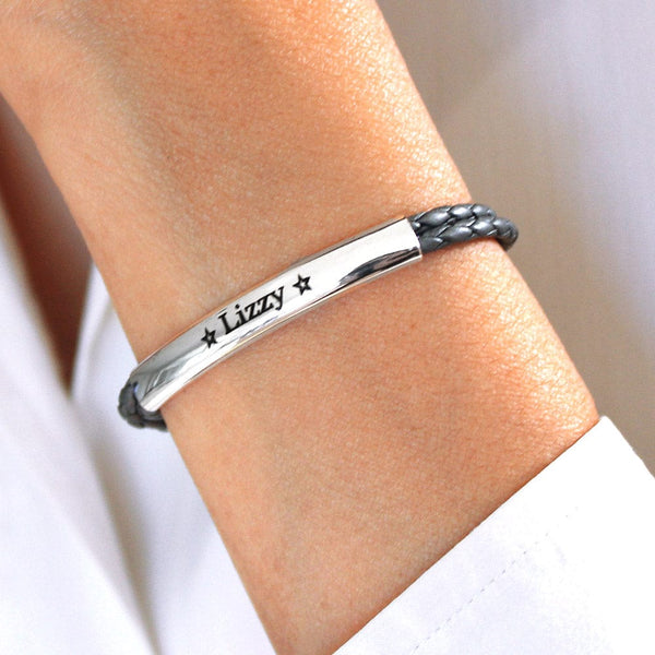Creations Engravable Bracelet - Silver Plated and Leather – Lizzy James