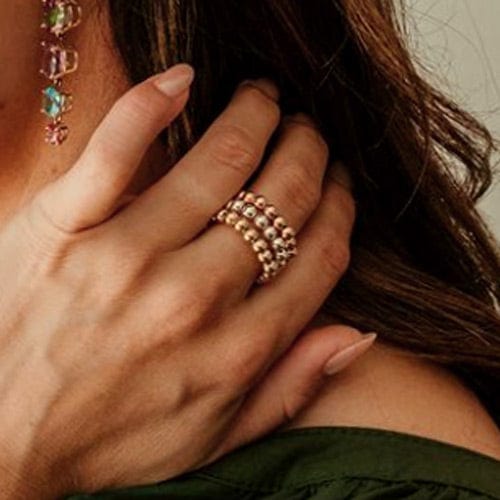 4mm Ring Stack - Gold, Rose Gold & Sterling Silver - Lizzy James