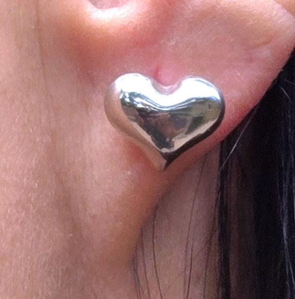 Sterling Silver Heart Earrings Large