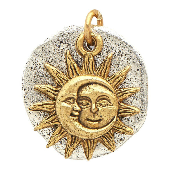 Gold Moon Sun Silver Disc Pendant – Lizzy James