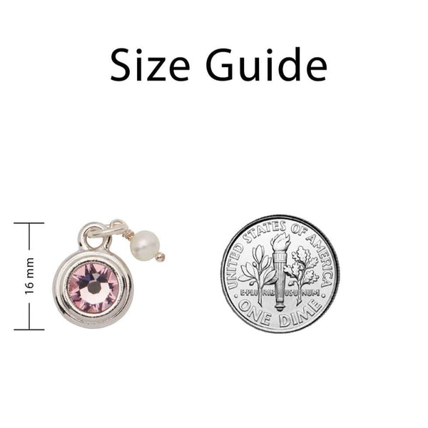 Aster Pink Crystal Charm – Freshwater Pearl & Silver Bezel
