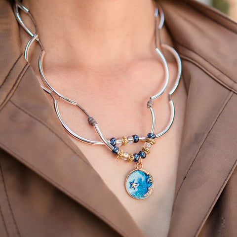 Celestial Moon and Stars Pendant For Lizzy James Charm Bracelets